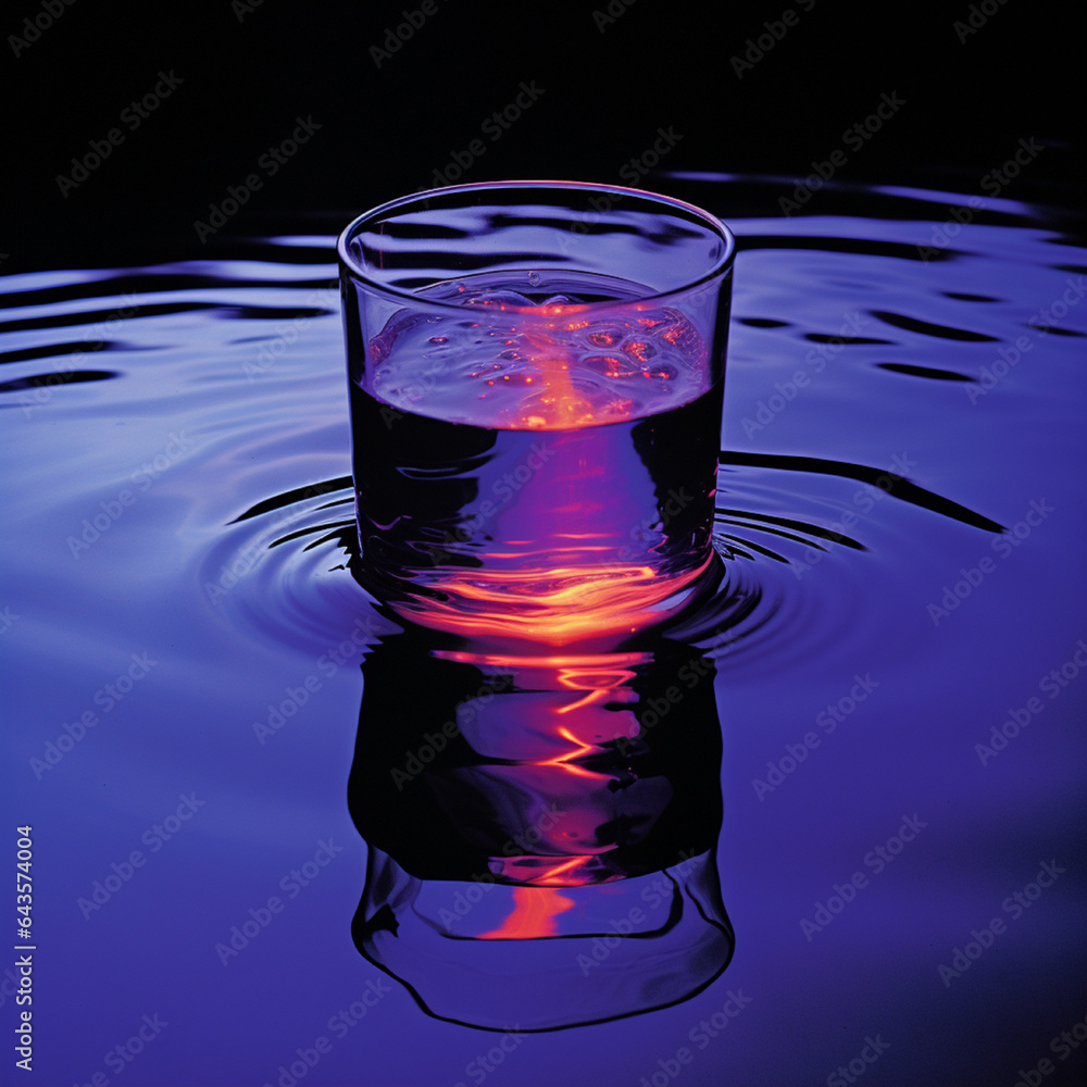 Fondo con detalle y textura de vaso de agua, sobre superficie de ...