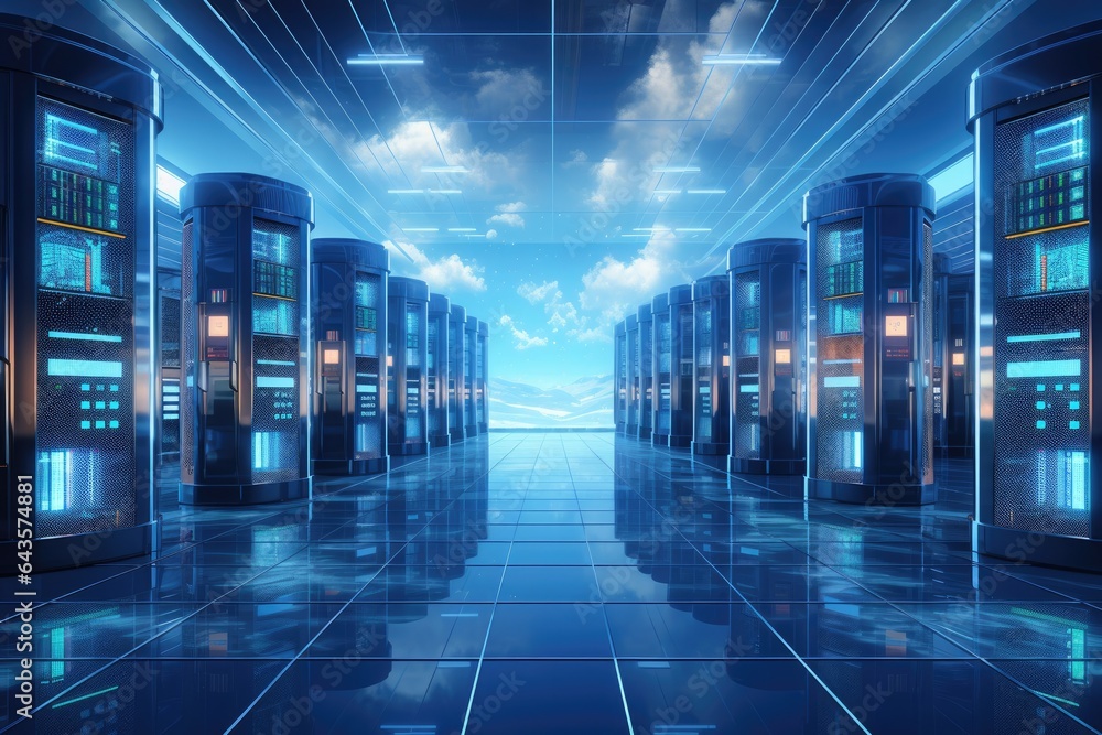 Data center and Server room. Technology background. Generative AI Stock ...