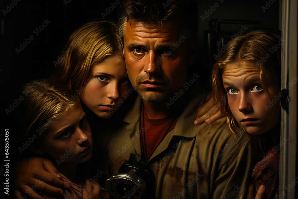 Captivating depiction of a united family in an emergency, seeking ...