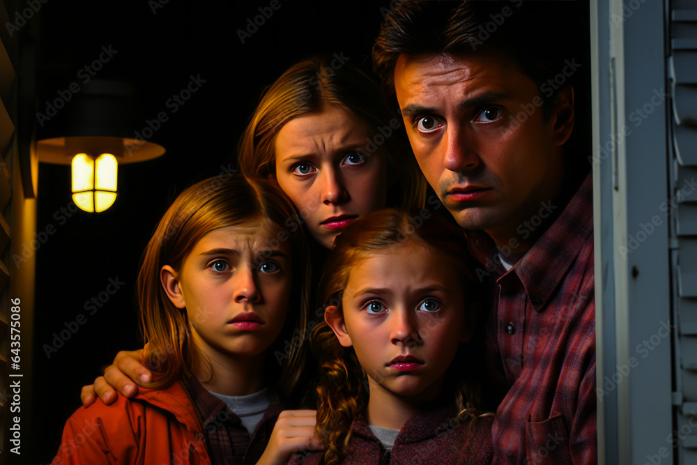 Compelling depiction of concerned family united in a traditional panic ...