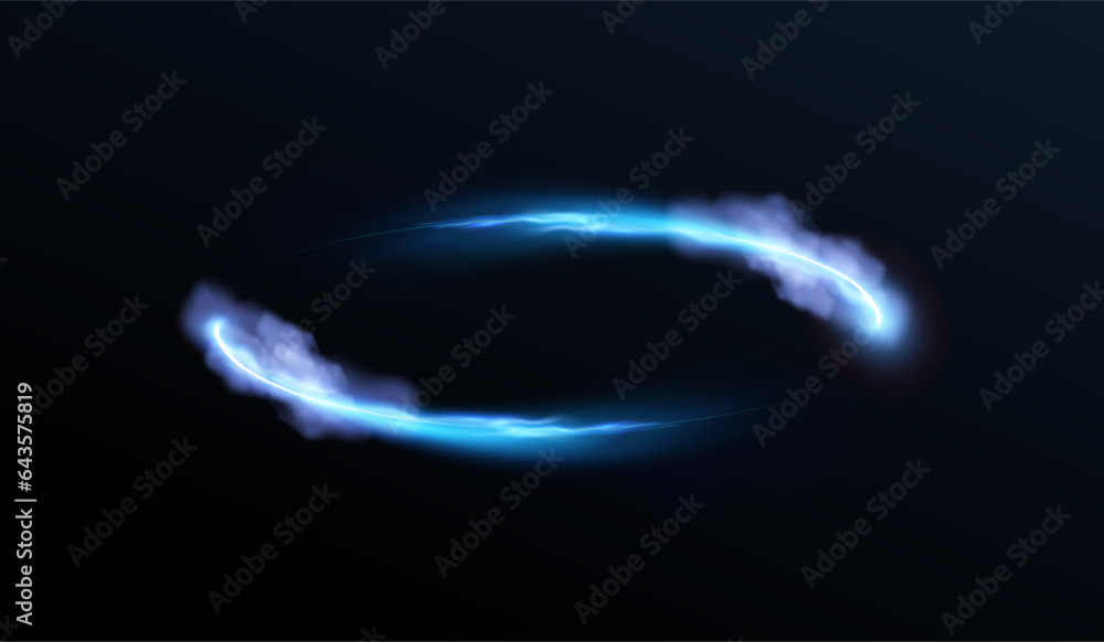 Sparkle flare and flash effects, glow lights, circular neon blue light ...