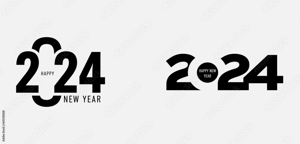 2024 Happy New Year logo text design. Set of 2024 number design ...