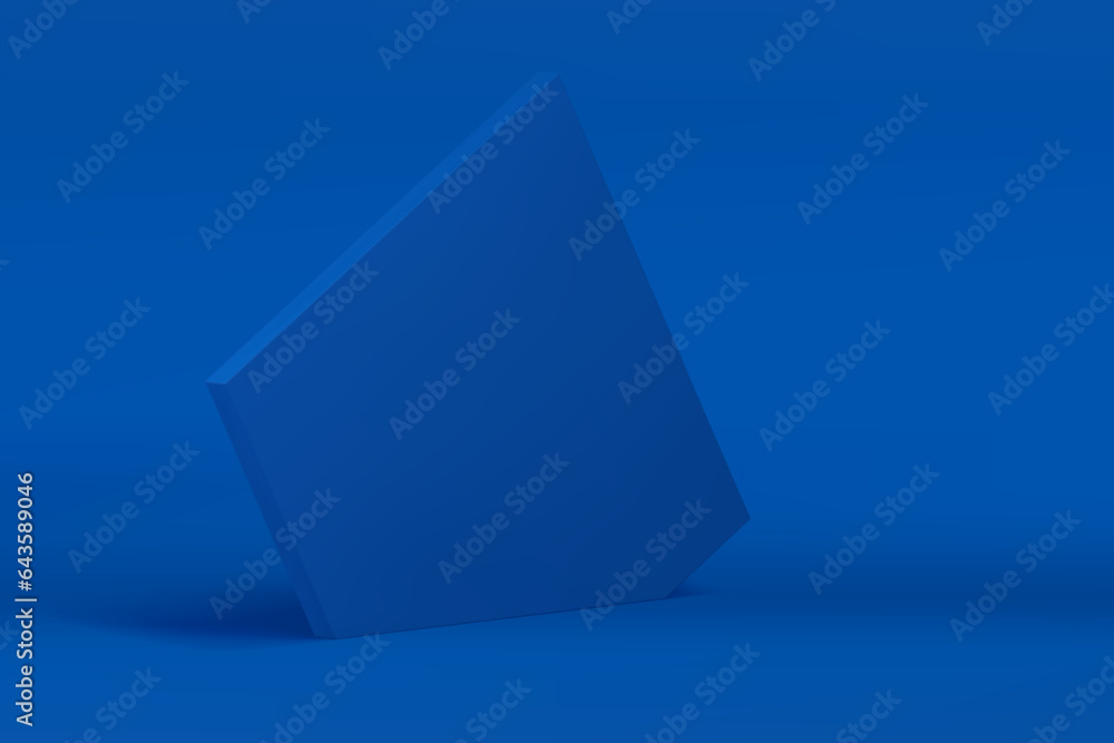 Blue modern 3d wall pentagonal background for commercial product ...