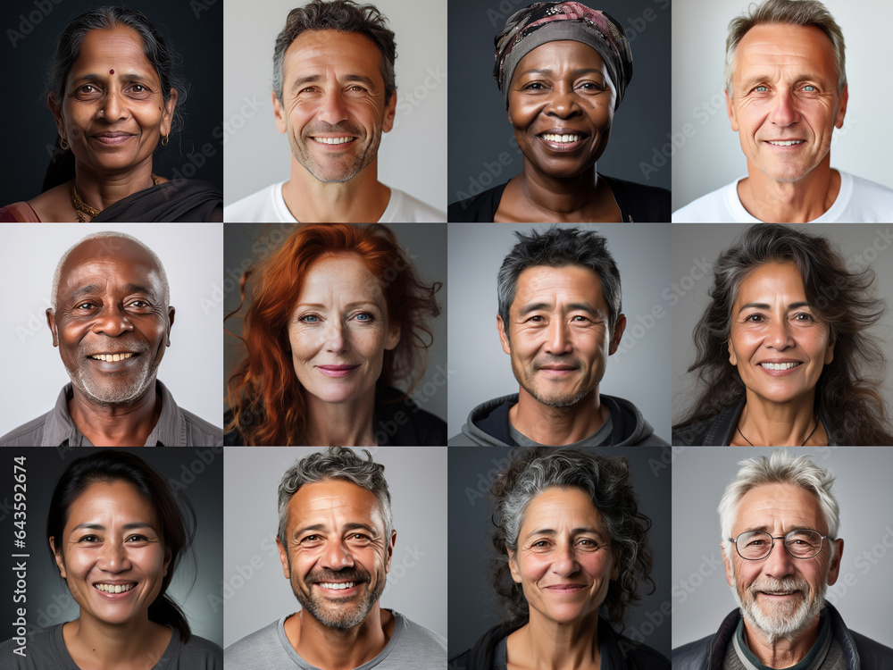 Collage of ethnically different happy people modern portraits, Success ...