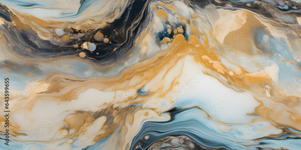 Close up Marble granite light sky-blue and light amber white with gold ...
