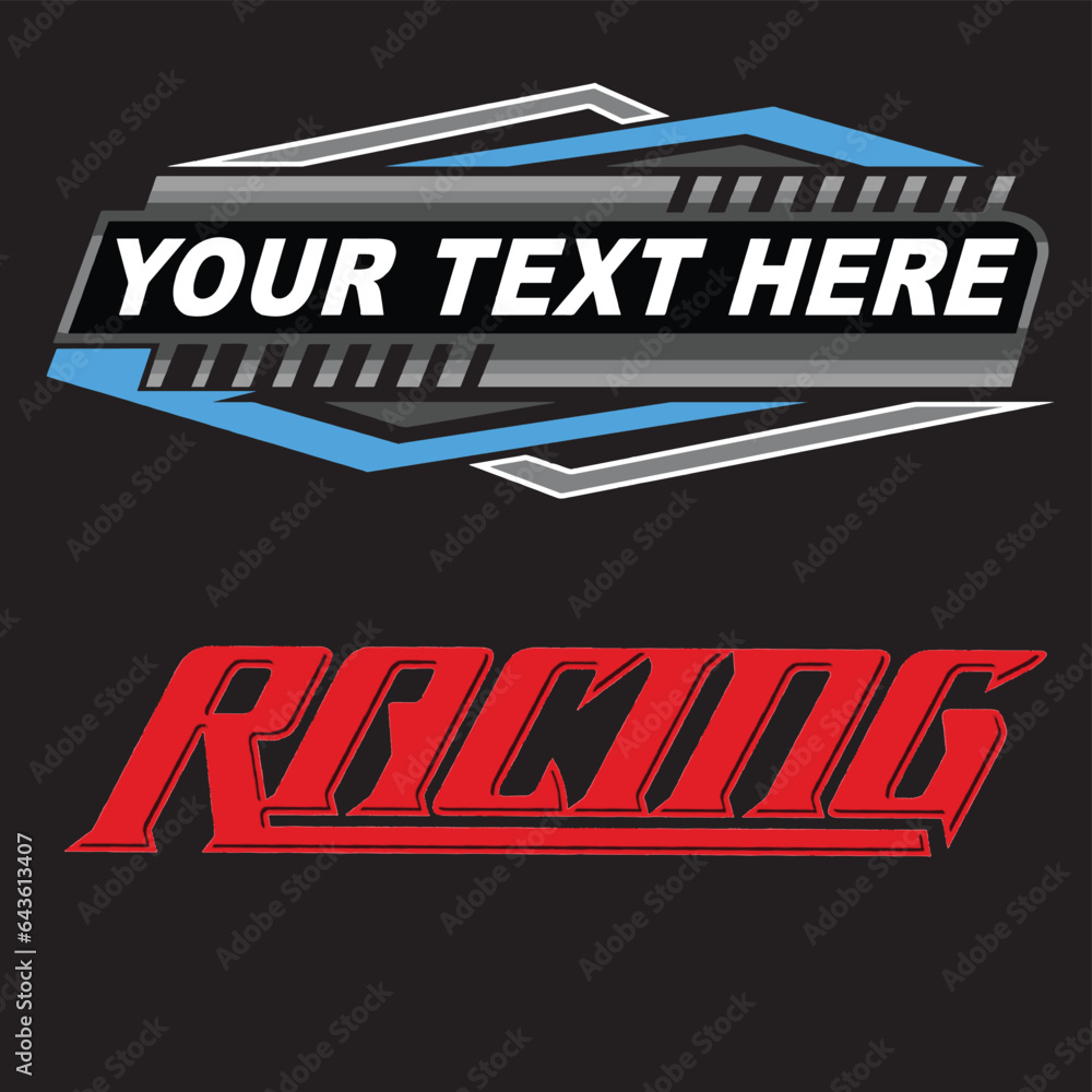 racing logo isolated in black background for business elements, screen ...