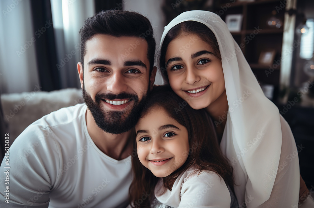 Portrait of happy middle eastern family. Stock Photo | Adobe Stock