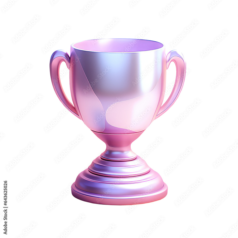 Cute championship trophy cup in cartoon clay toy style, pastel colors ...