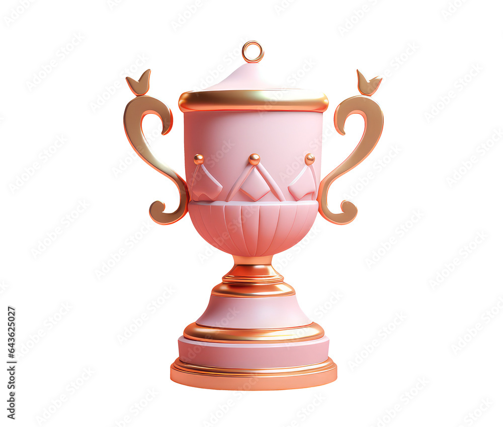 Cute championship trophy cup in cartoon clay toy style, pastel colors ...