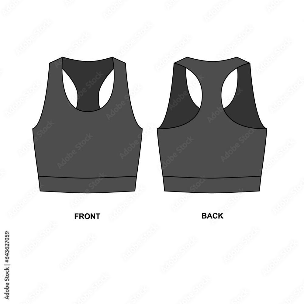 Technical drawing of an elastic bra, isolate on a white background ...