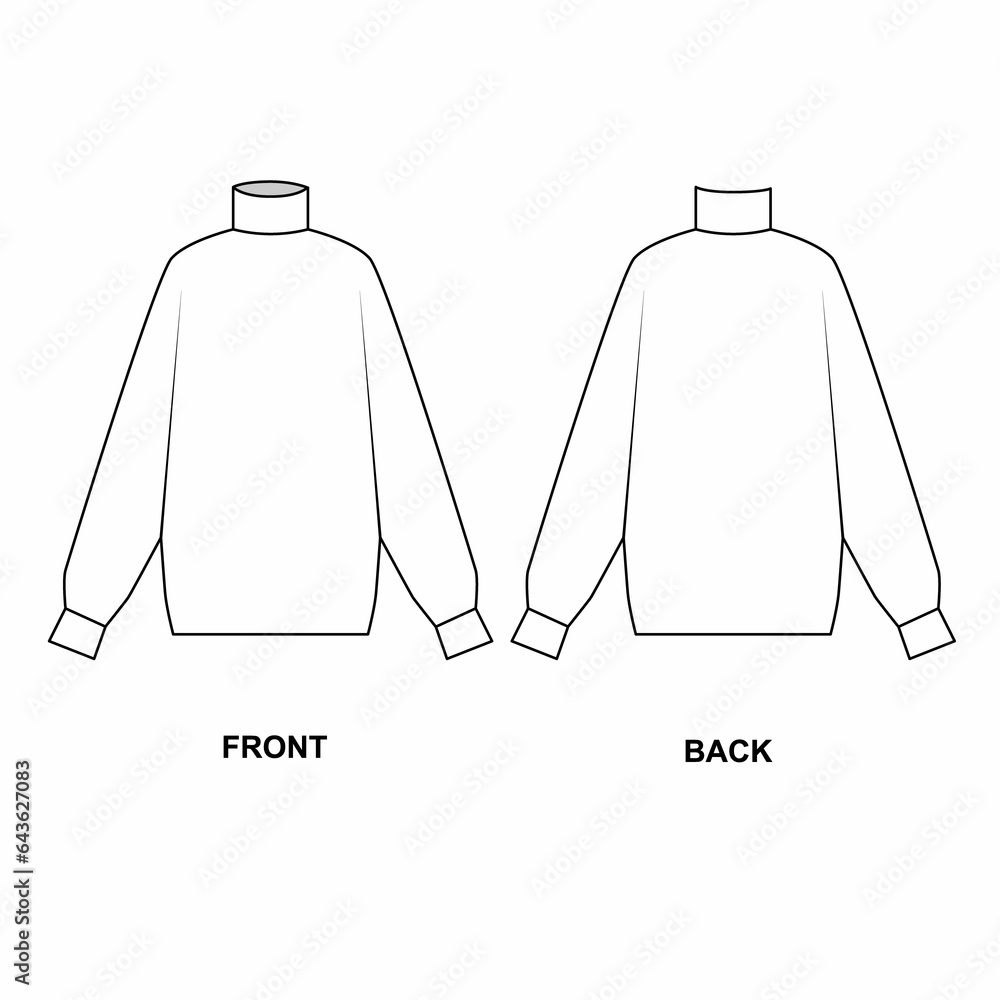 Technical drawing of a sweater with a collar isolate on a white ...