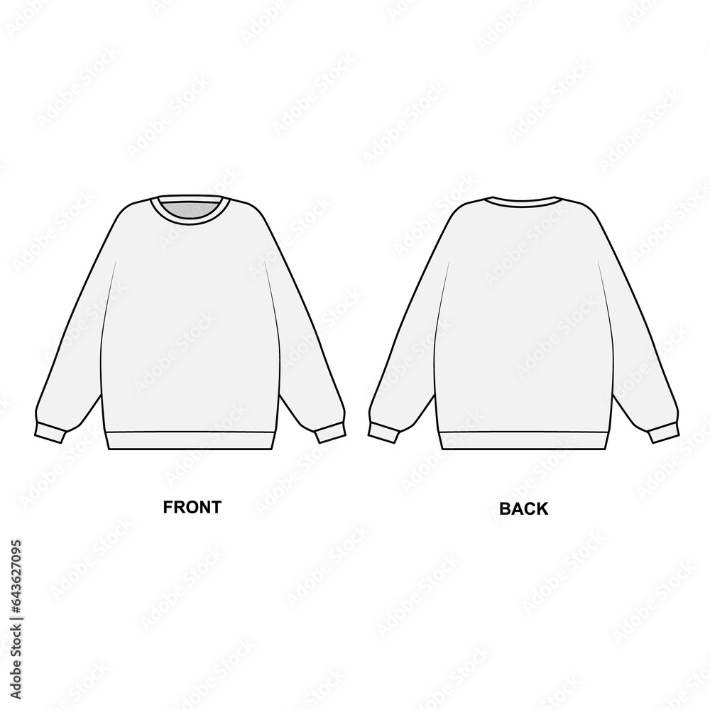 Technical drawing of an oversized sweatshirt, isolate on a white ...