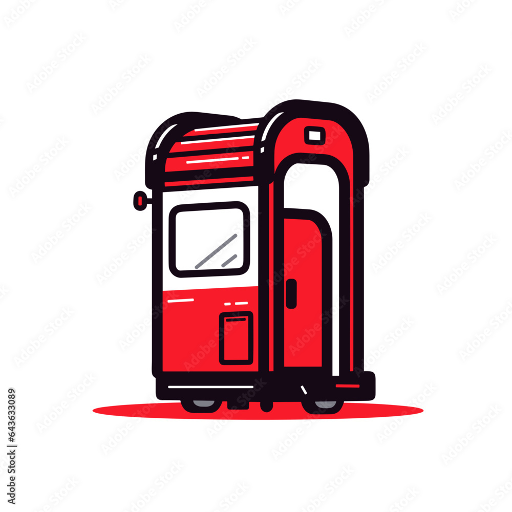 Porta potty vector icon in minimalistic, black and red line work, japan ...