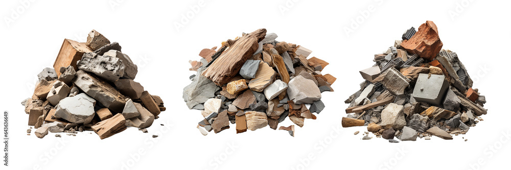 Building materials debris, transparent background, isolated image ...