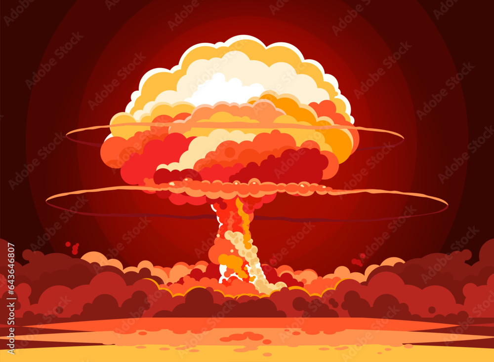 Nuclear Explosion, Mushroom cloud. Vector illustration. Atomic bomb ...