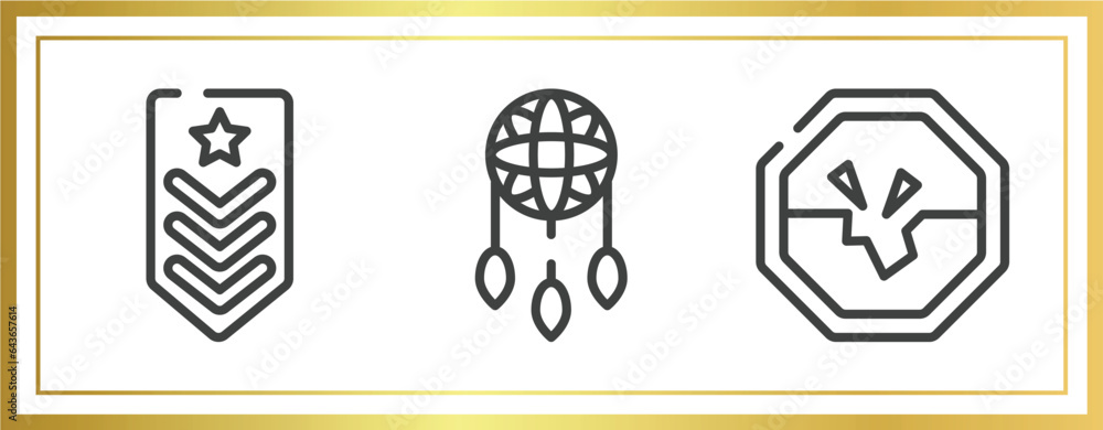 universal warning signals outline icons set. linear icons sheet ...