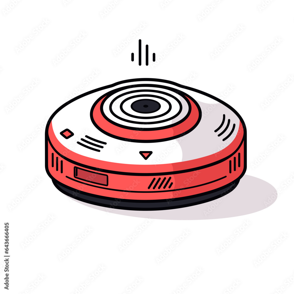 Heat detector vector icon in minimalistic, black and red line work ...