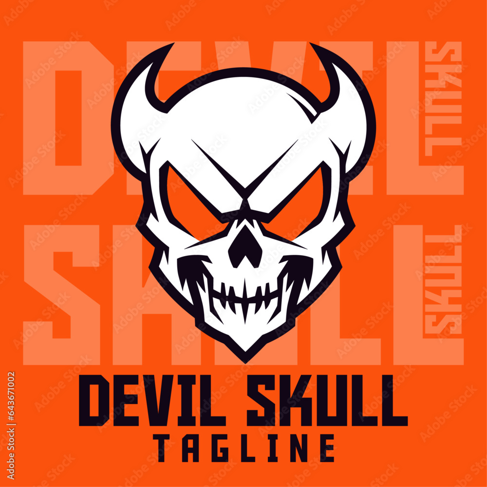 Illustrated Devil's Skull: Logo, Mascot, Artwork, Vector Illustration ...