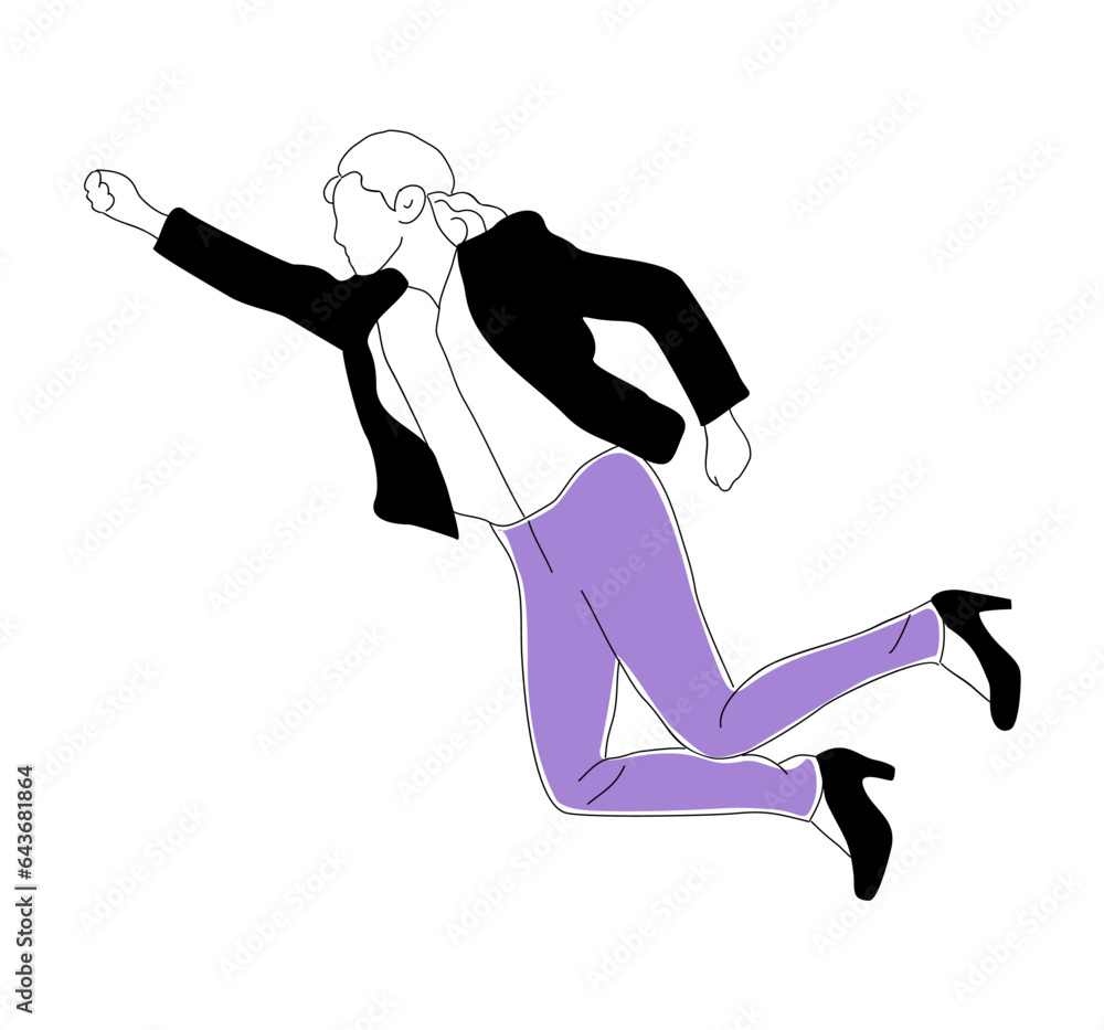 Business woman flying, floating, jumping in the air. Concept of freedom ...