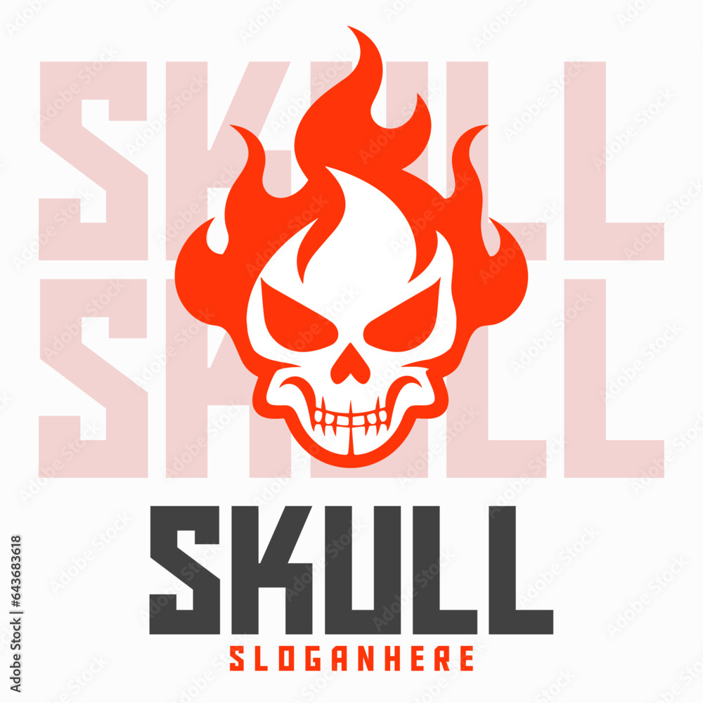 Illustrated fire devil Skull: Logo, Mascot, Illustration, Vector ...
