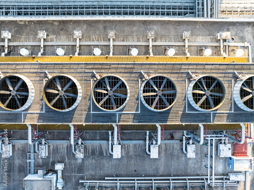 Rooftop cooling tower fan Stock Photo | Adobe Stock