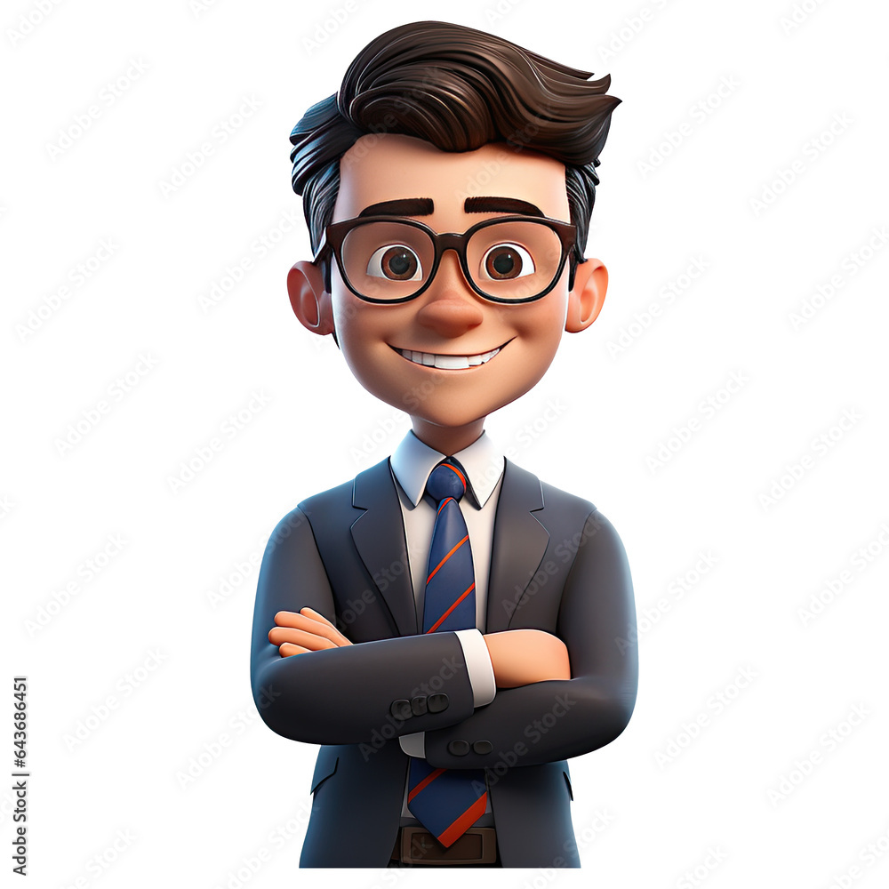 3D Cartoon businessman on transparent background. Generative AI Stock ...