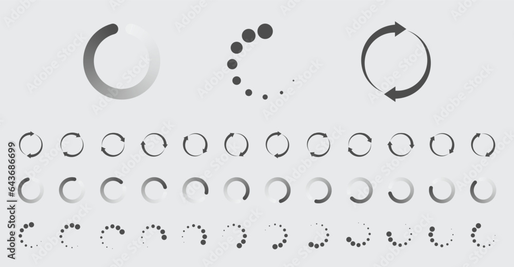 Circular Loading Buffering Icons Vector Set Video Ready for Animation ...