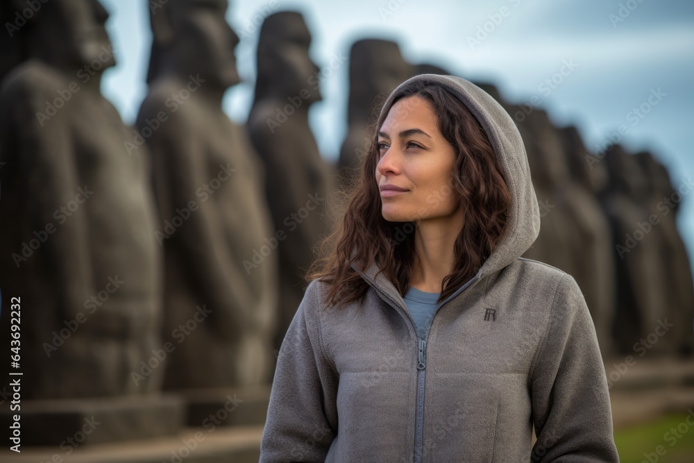 Conceptual portrait photography of a satisfied girl in her 40s wearing ...