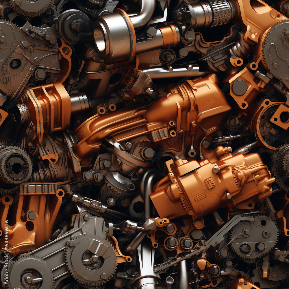 An illustration of a seamless tile pattern inside the mechanical engine ...