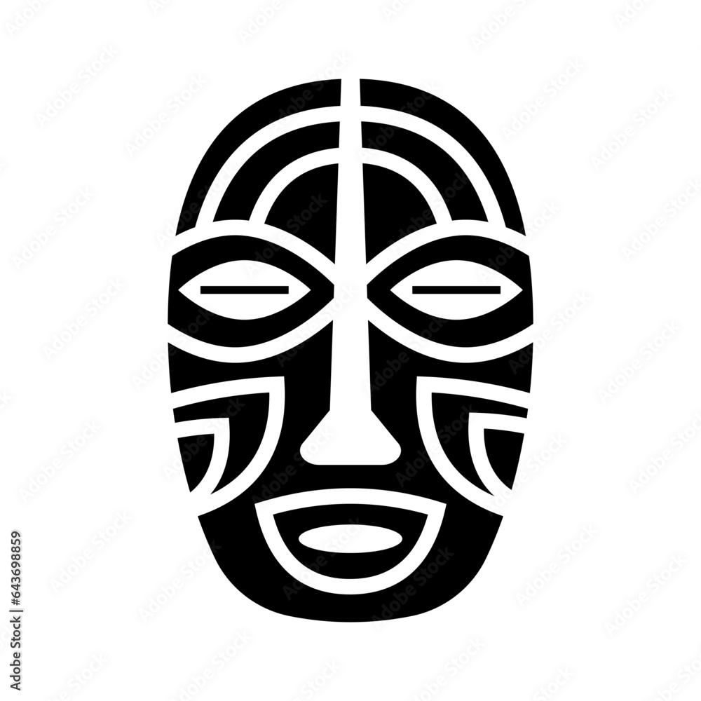 Cheerful ethnic ritual mask. Voodoo face totem of laughing african god ...