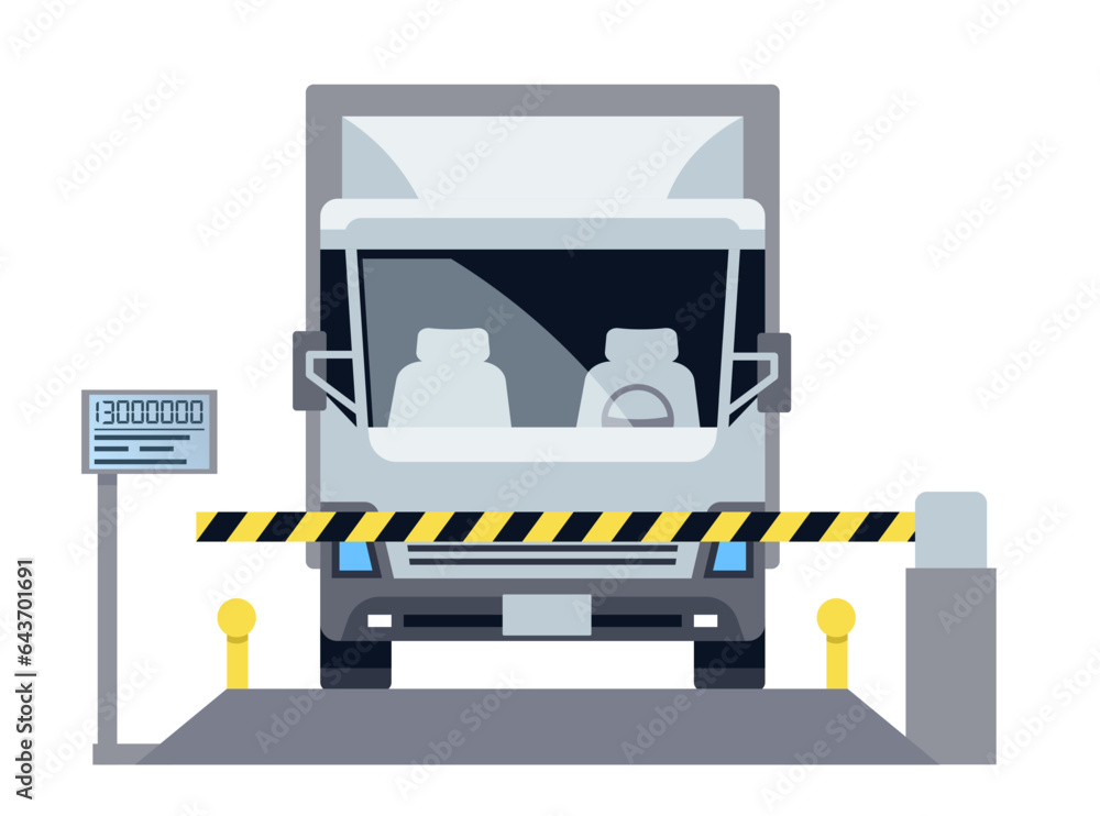 Truck on special scales. Control station building. Warehouse checkpoint ...