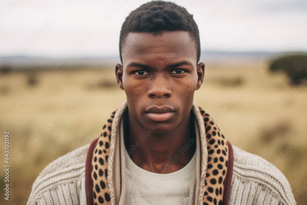 Close-up portrait photography of a content boy in his 20s wearing a ...