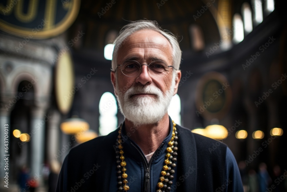 Medium shot portrait photography of a content mature man wearing a ...