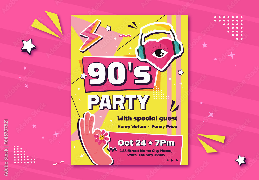 Pop Art Style Retro Party Invitation Poster Template Stock Template ...