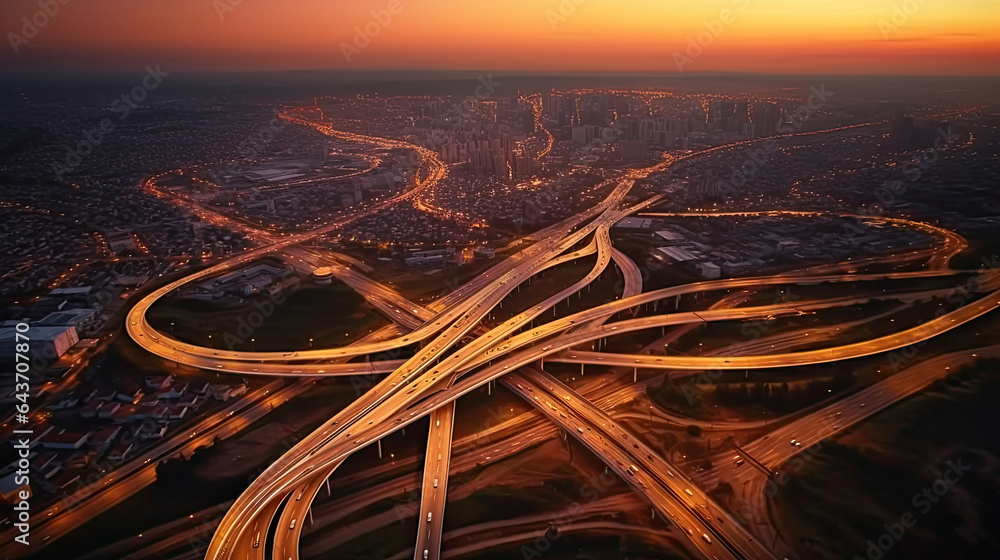 Aerial view of Expressway, Road traffic an important infrastructure of ...