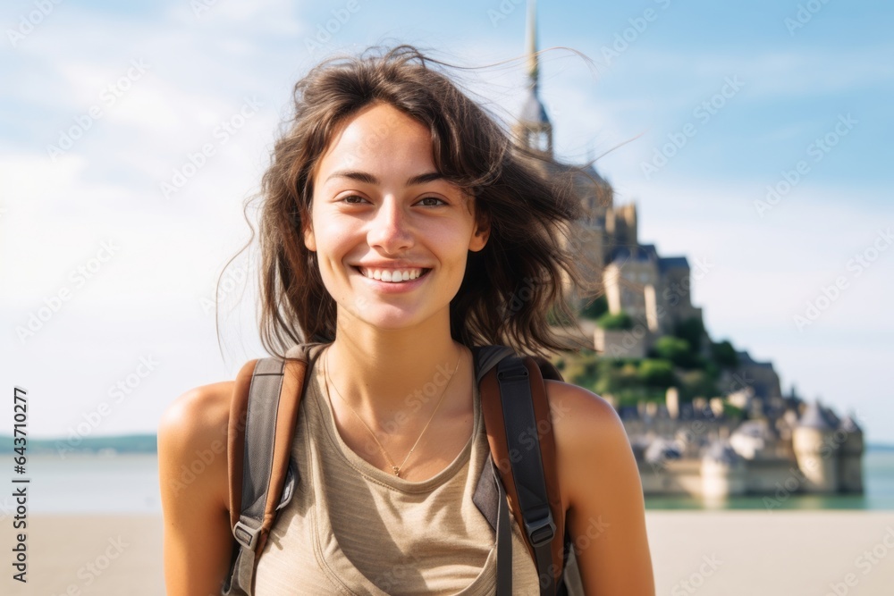 Environmental portrait photography of a grinning girl in her 20s ...