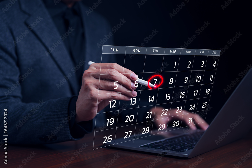 Calendar agenda Appointment meeting Schedule Concept. Businessman using ...