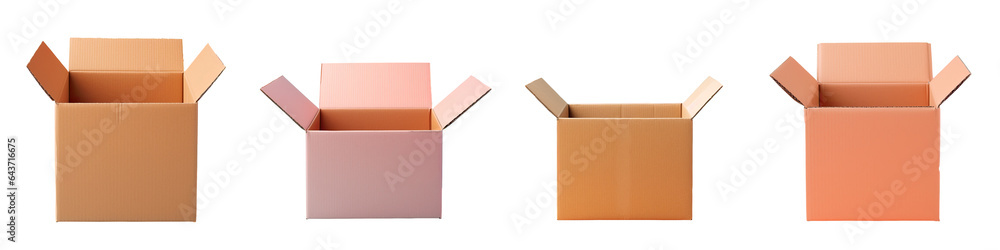 Cardboard box mockup on a transparent background for design purposes ...