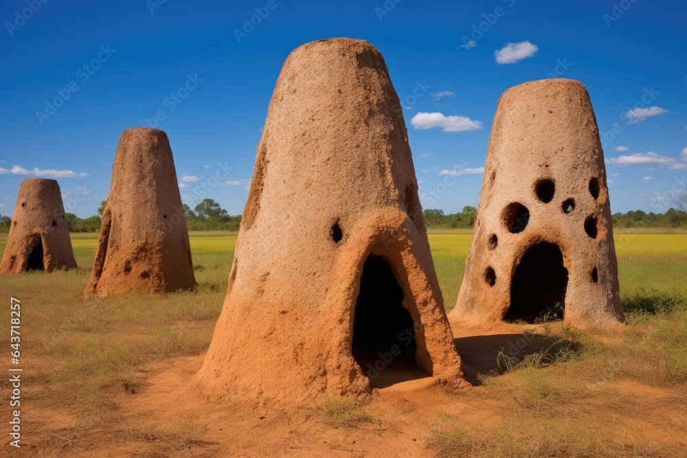 termite mounds ventilation holes in various shapes Stock Photo | Adobe ...