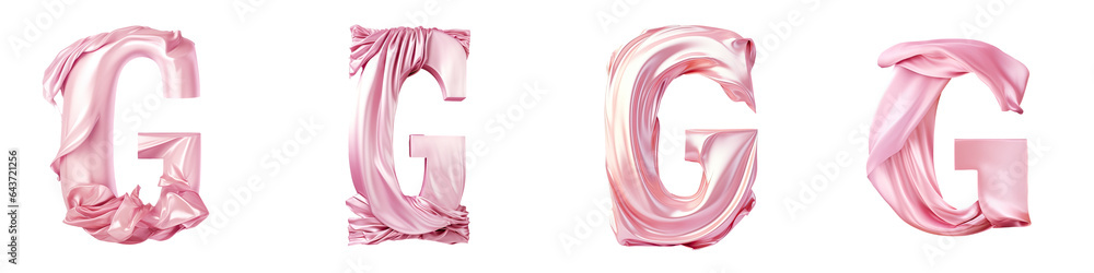 Pink capital letter G with satin sheen and jagged edge isolated on a ...