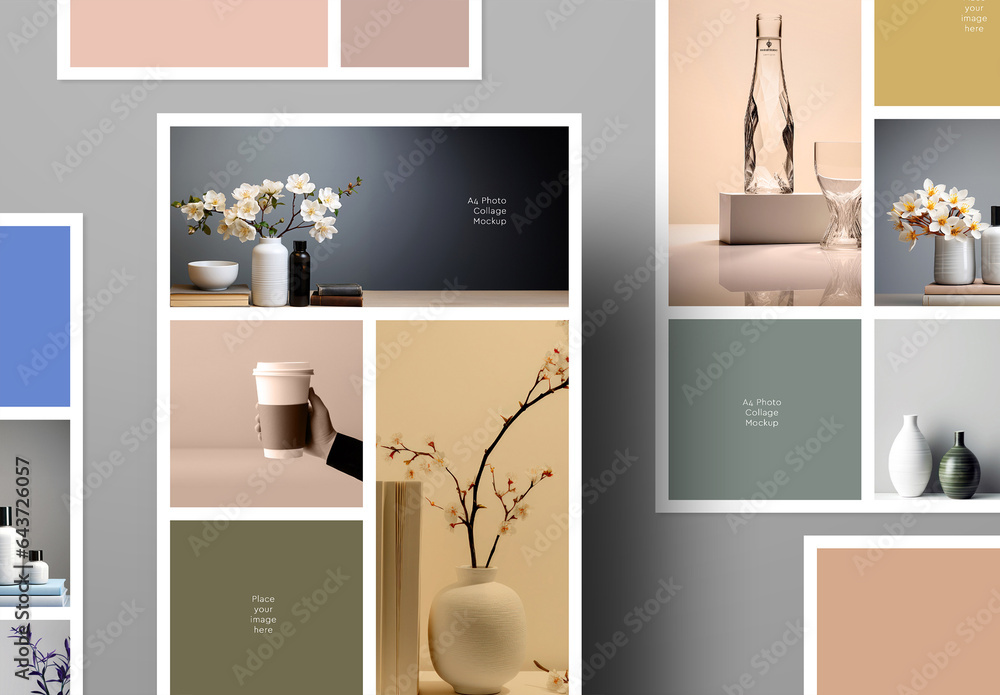 A4 Photo Collage Layouts Mockup Stock Template | Adobe Stock