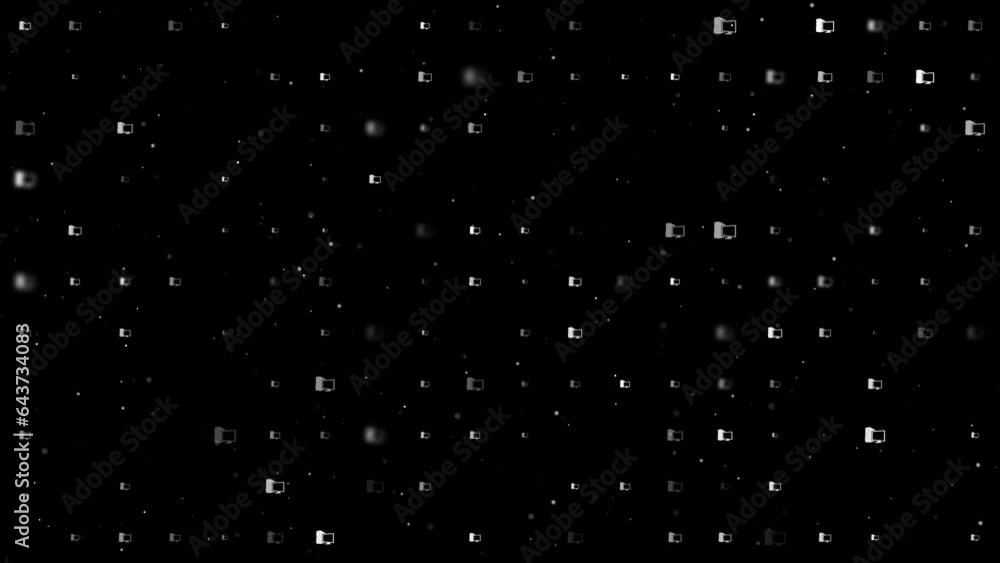 Template animation of evenly spaced desktop symbols of different sizes ...