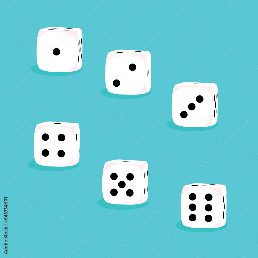 3d illustrations, dice with different numbers for a gambling game or a ...
