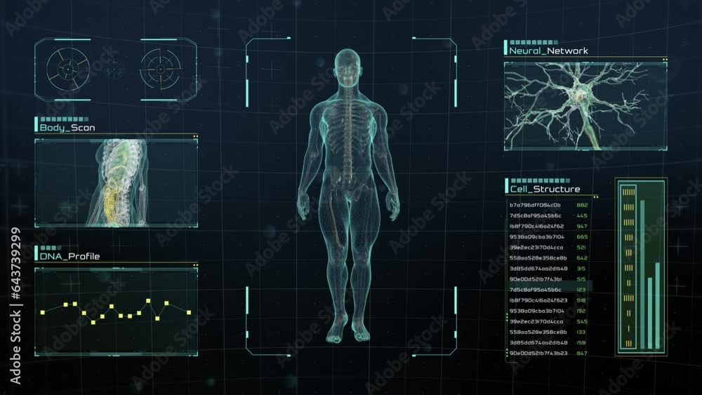 Analysis of Human Male Anatomy Scan Walking on Futuristic Touch Screen ...
