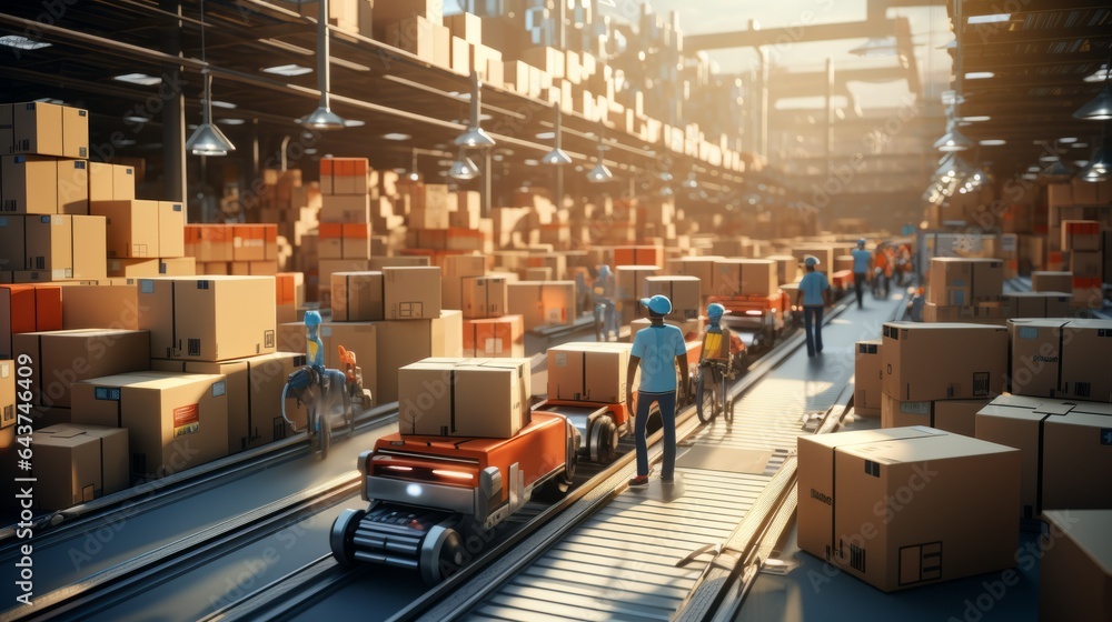 3D Cartoon Animation: Automated Retail Warehouse AGV Robots with ...