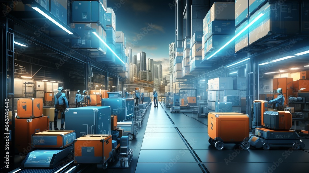 3D Cartoon Animation: Automated Retail Warehouse AGV Robots with ...