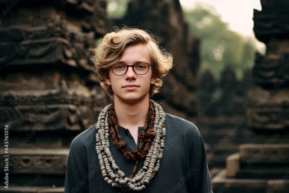 Environmental portrait photography of a satisfied boy in his 30s ...