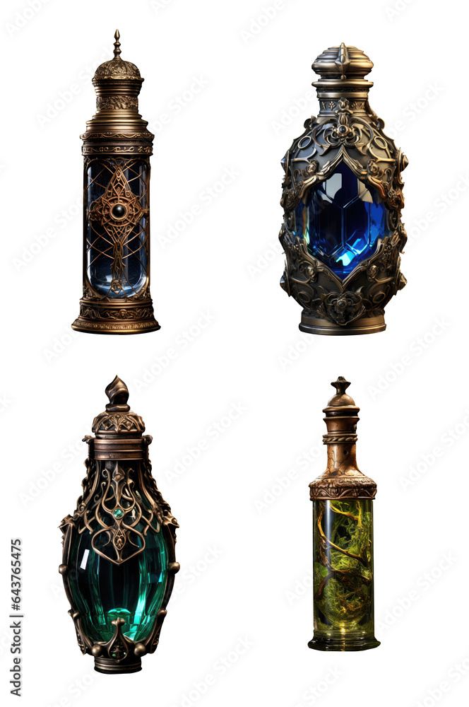 fantasy medieval vial collection. transparent background PNG file ...