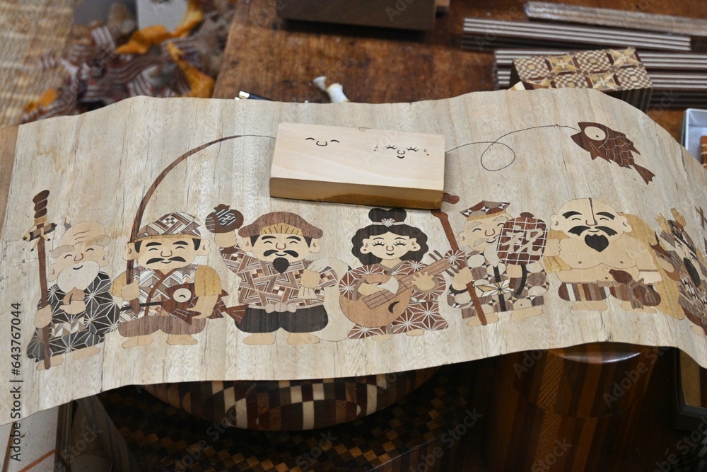 Traditional Japanese craft 'Hakone Marquetry' (Hakone-Yosegi-Zaiku ...