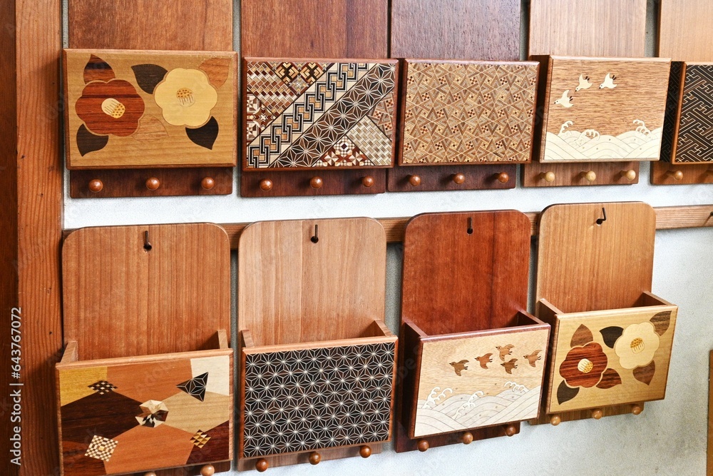 Traditional Japanese craft 'Hakone Marquetry' (Hakone-Yosegi-Zaiku ...